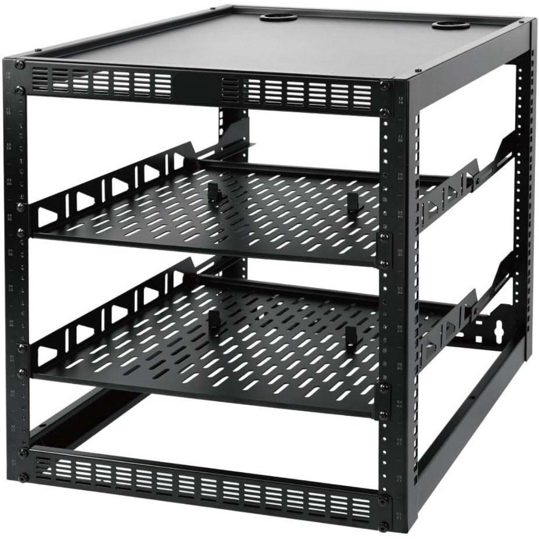 Inbox Zero 12U Open Frame Network Rack For IT & AV Gear, AV Rack Floor Standing Or Wall Mounted ...